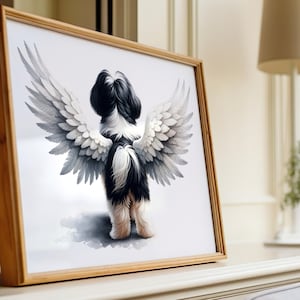 Shih Tzu Angel Wings Watercolor Memorial Art Print (digital Download ...