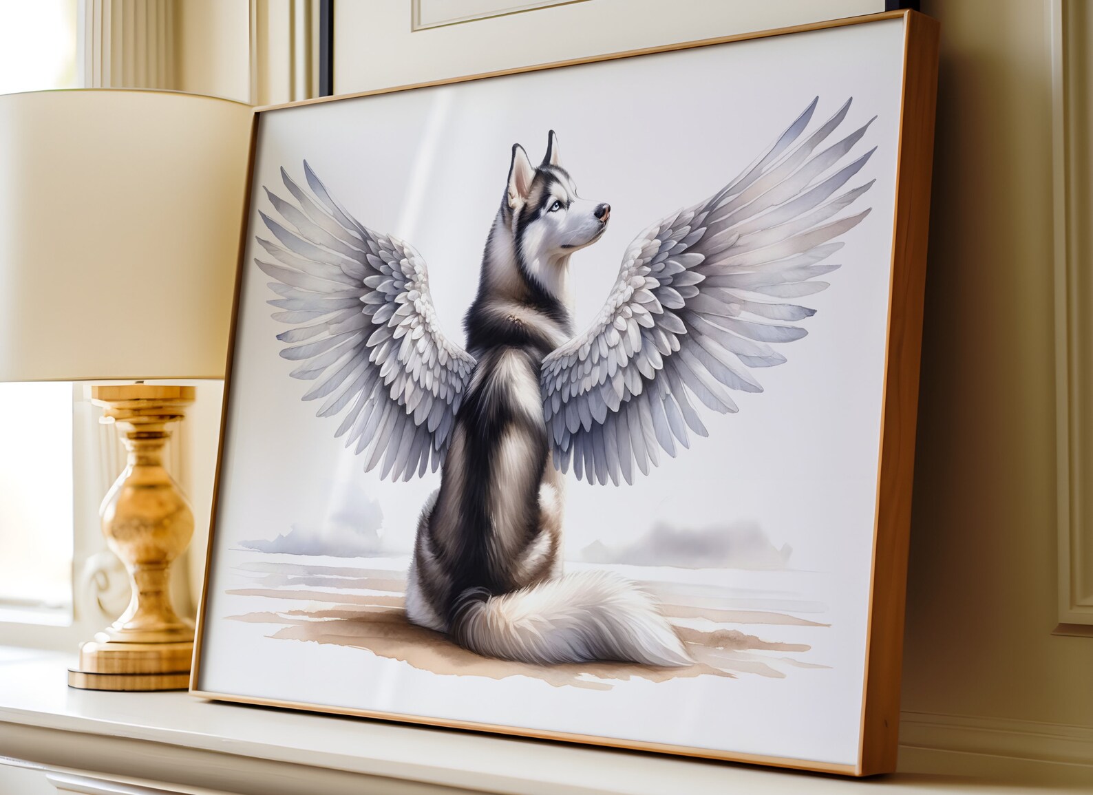 Husky Angel Wings Art Print, Dog With Angel Wings, Siberian Husky ...