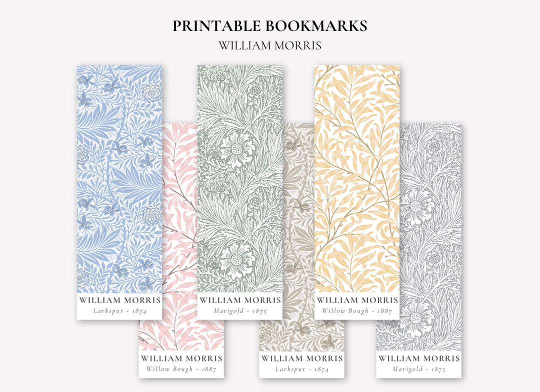 William Morris Printable Bookmarks, Aesthetic Bookmark, Vintage ...