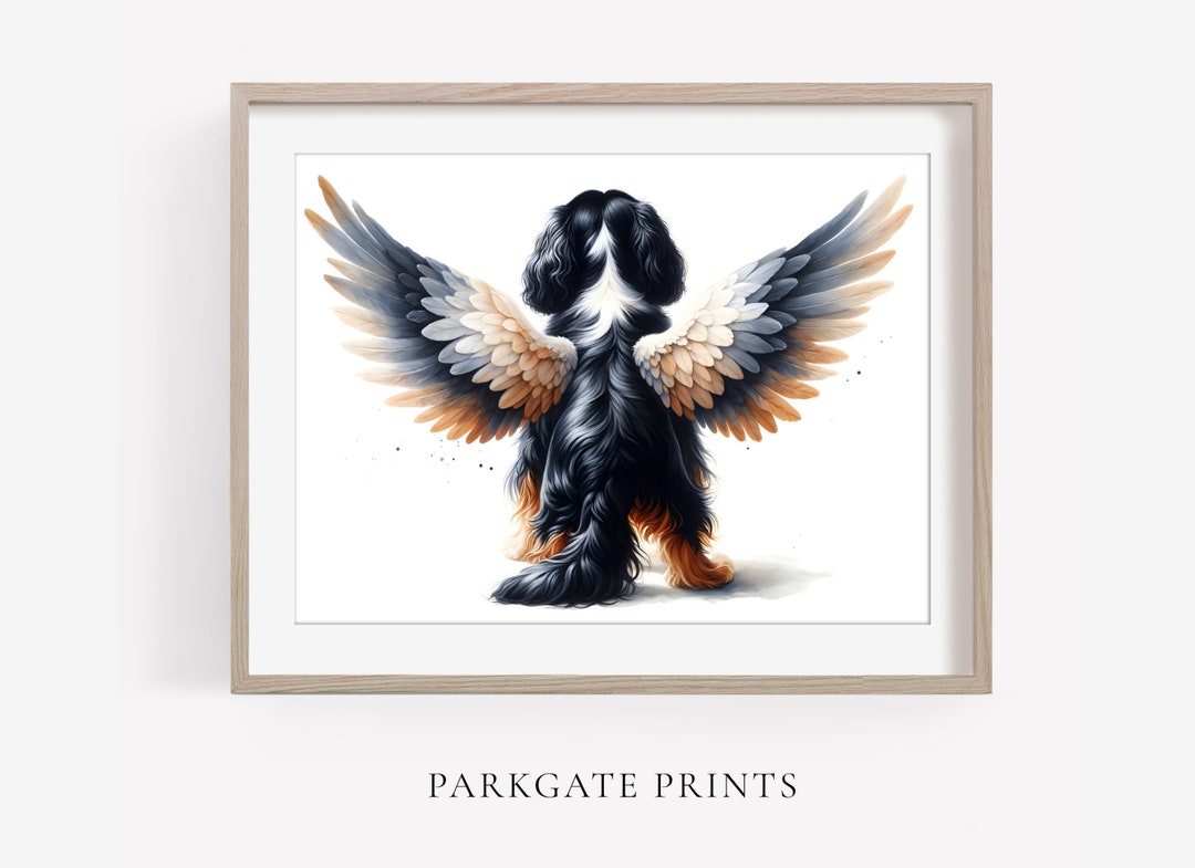 Cavalier King Charles Angel Wings Print, Cavalier Tri Color, Dog ...