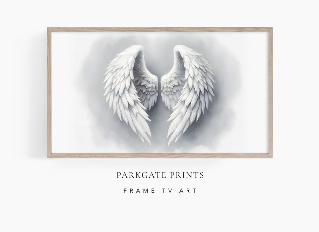 Angel Wings Frame TV Art, Angel Wings Watercolor Style Painting ...