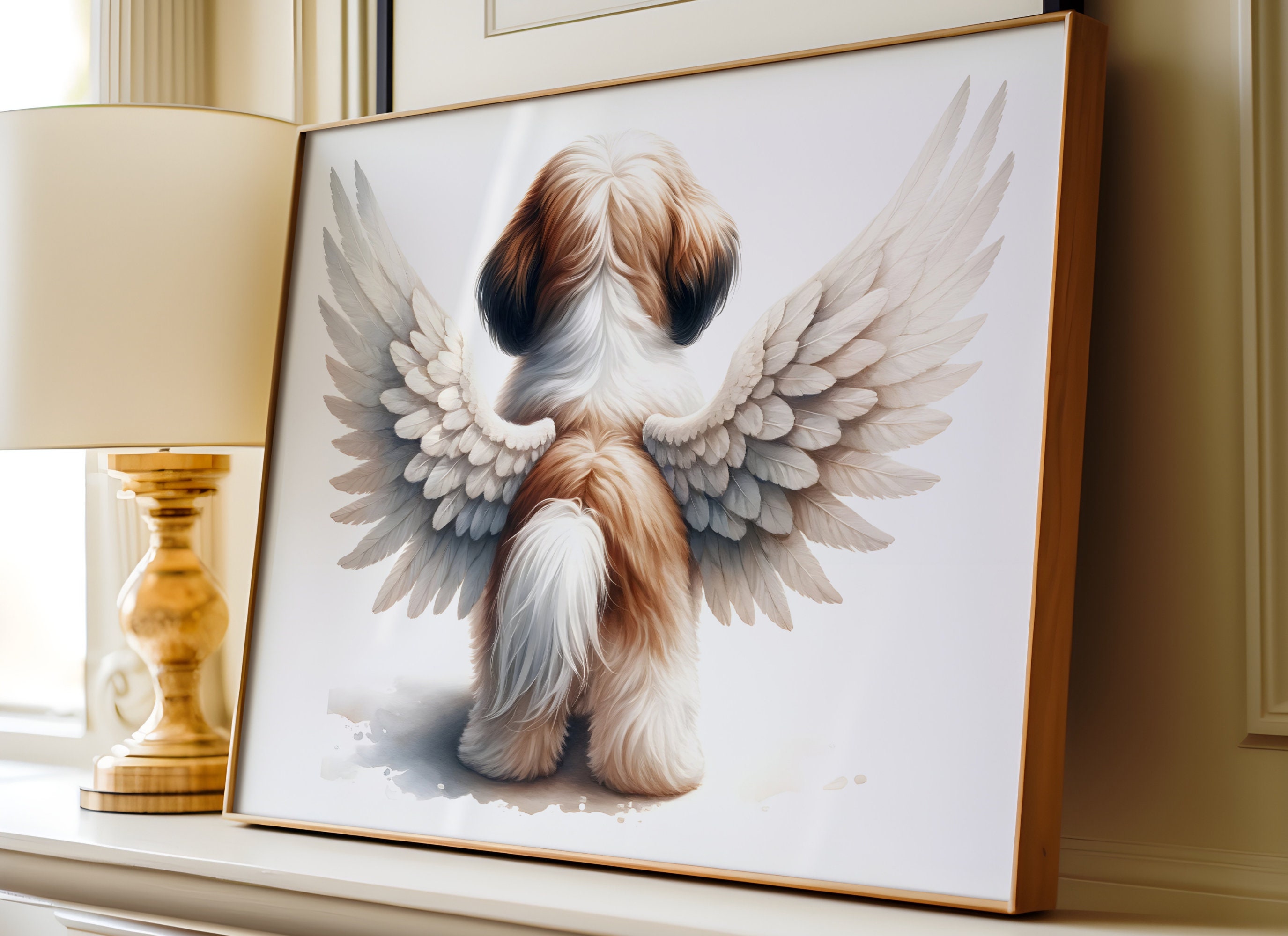 Shih Tzu Angel Wings Watercolor Art Print: Dog Memorial (digital ...