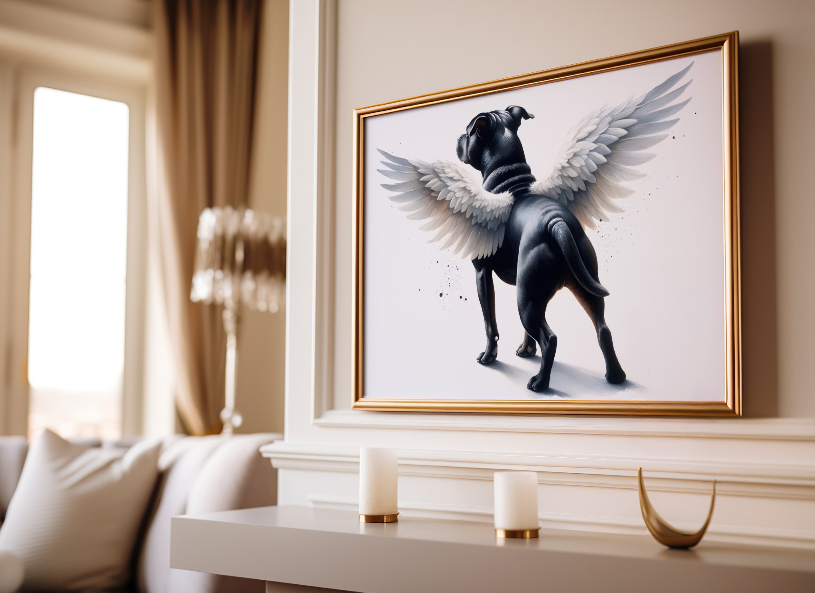 Staffordshire Bull Terrier Angel Wings Watercolor Print (digital ...