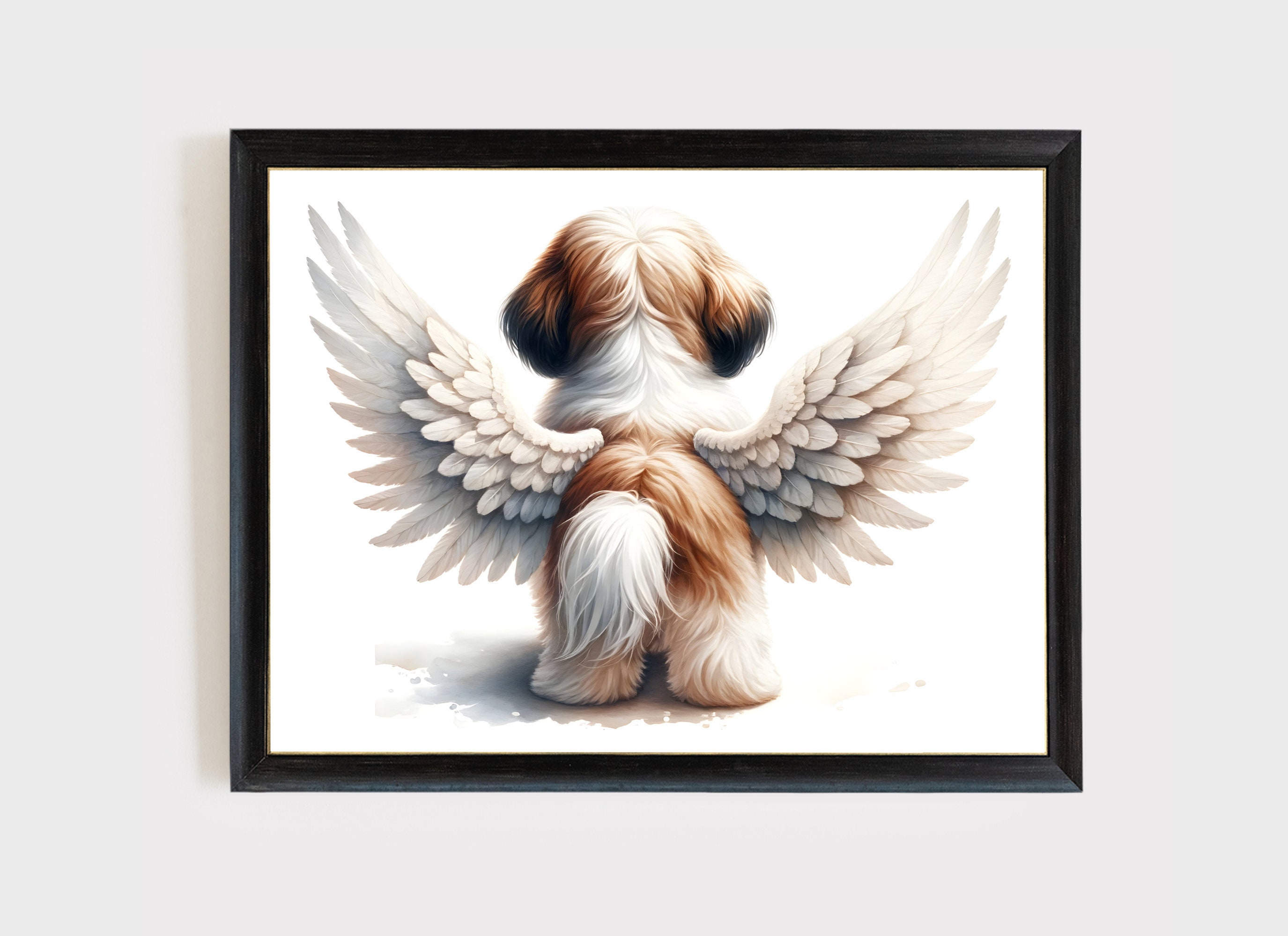 Shih Tzu Angel Wings Watercolor Art Print: Dog Memorial (digital ...