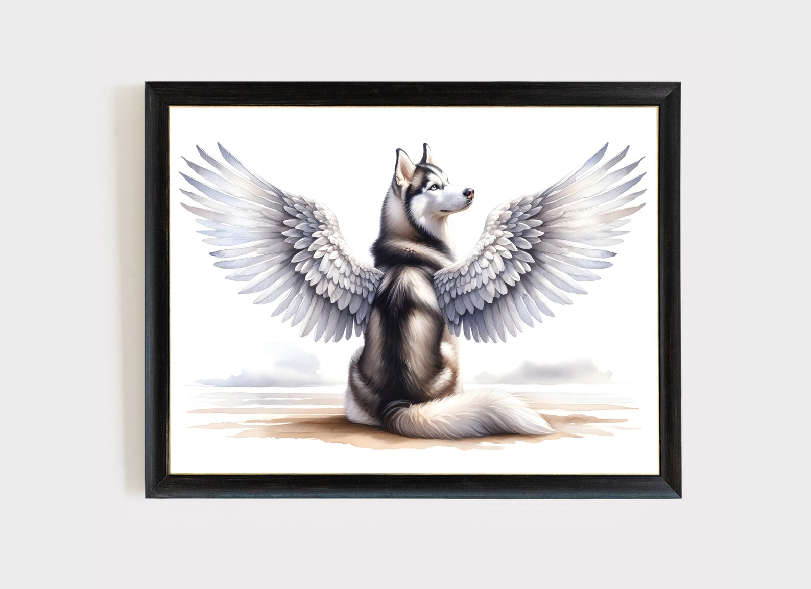 Husky Angel Wings Art Print, Dog With Angel Wings, Siberian Husky ...
