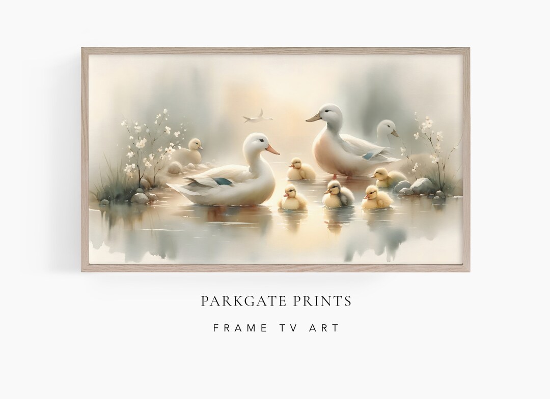 Spring Frame TV Art Ducks and Ducklings, Farmhouse Decor TV Art, Spring ...