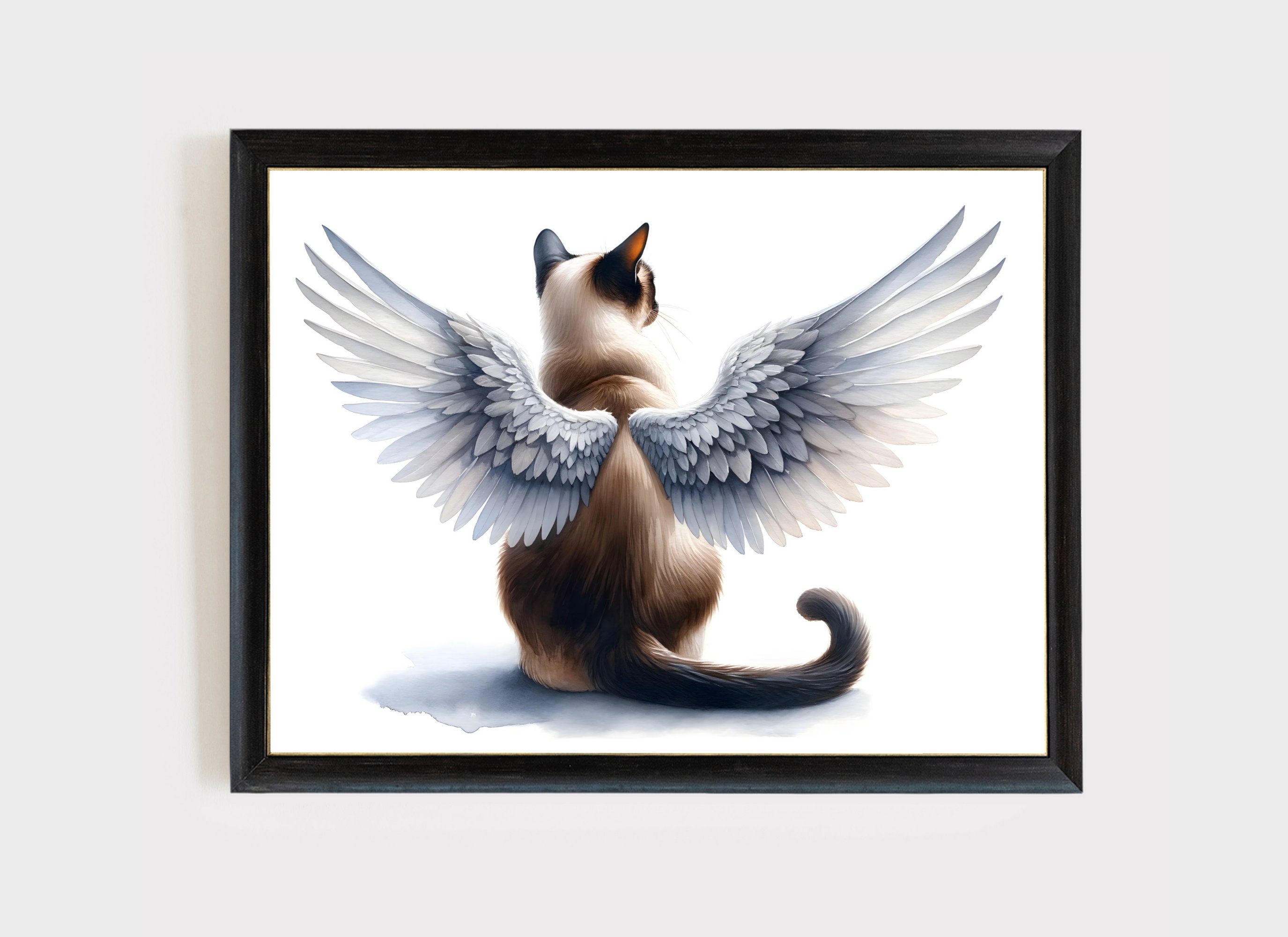 Siamese Cat Angel Wings Watercolor Art Print: Memorial Tribute (digital ...