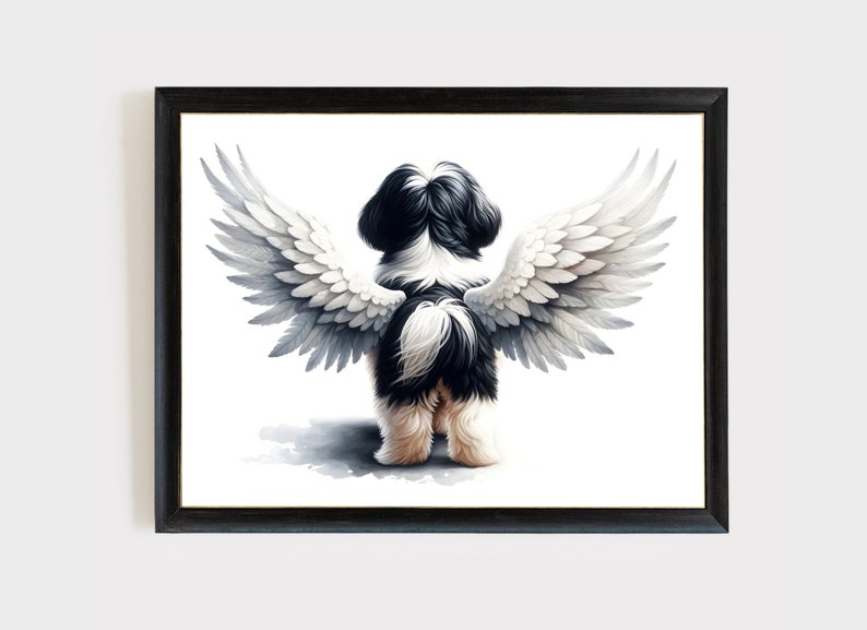 Shih Tzu Angel Wings Watercolor Memorial Art Print (digital Download ...