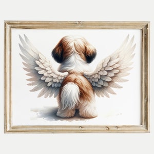 Shih Tzu Angel Wings Watercolor Art Print: Dog Memorial (digital ...