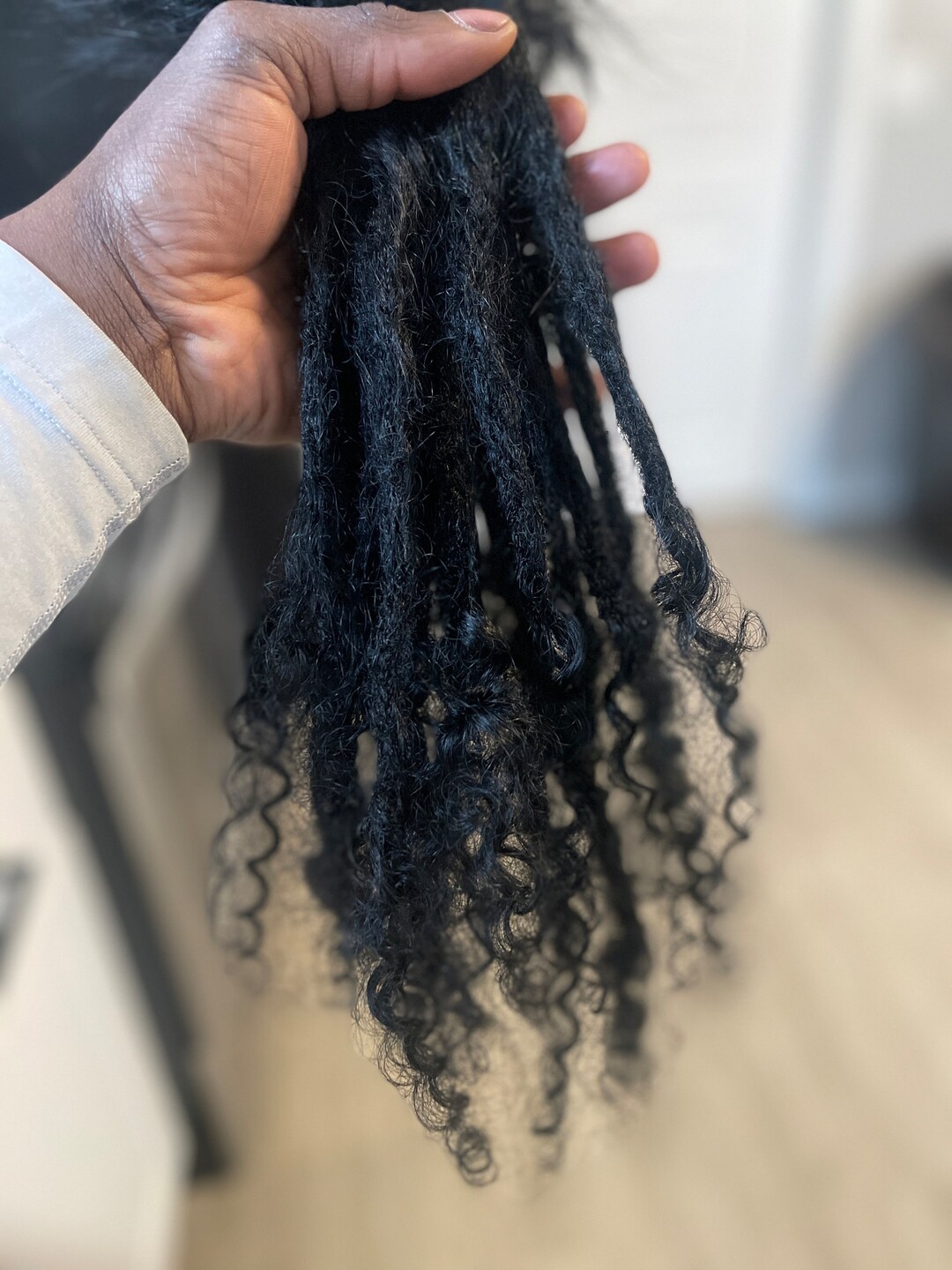 8 Inch Curly Loc Extensions Human Hair 0.6 Cm Thickness 15 Strands Loc ...