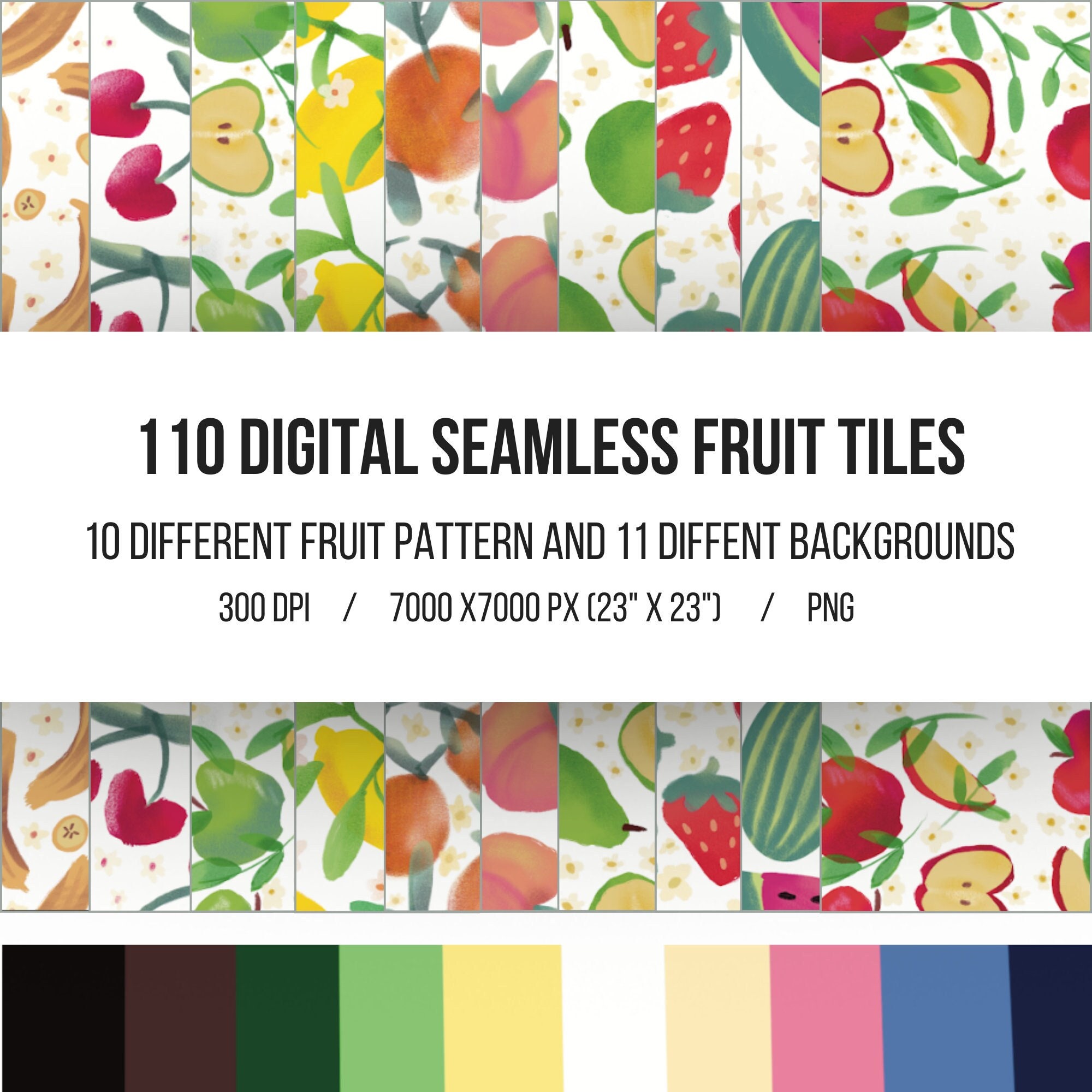 Digital Paper Patterns Fruit 110 Seamless Differentcolor Back Ground 10 ...
