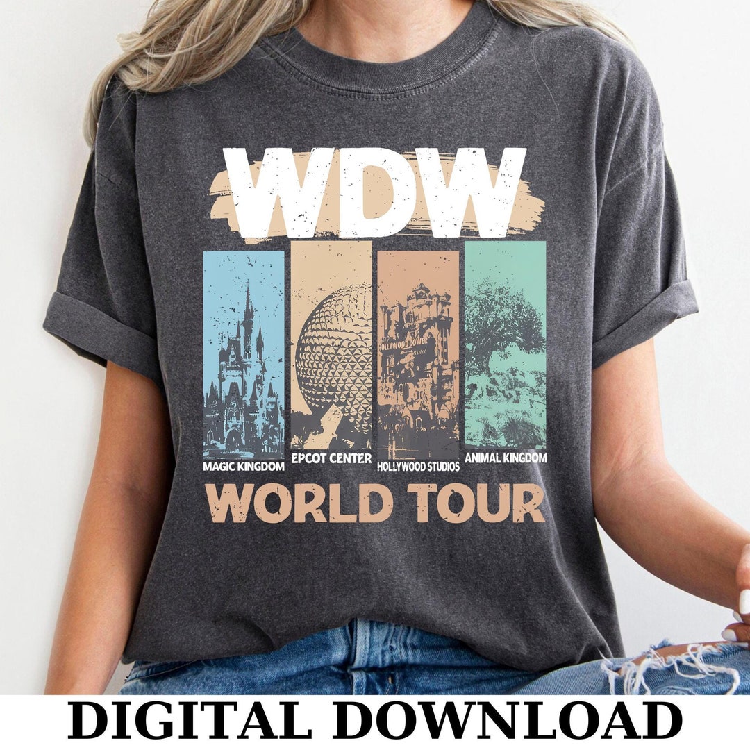 Retro WDW World Tour Png, Disney World Png, Disney Vacation , Matching ...