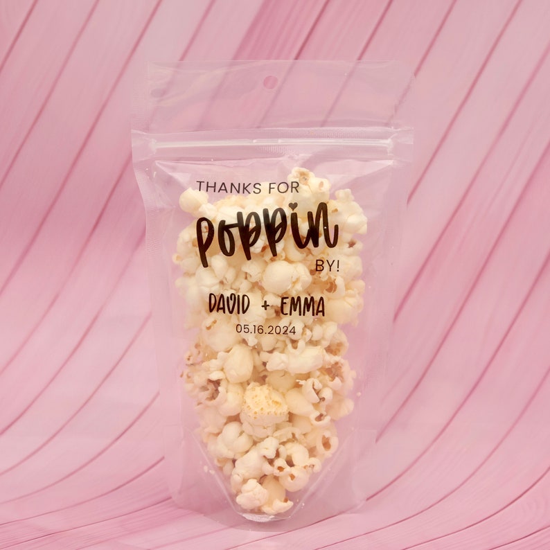 Wedding Treat Bags and Stickers, Thanks for Popping By, Ready to Pop ...