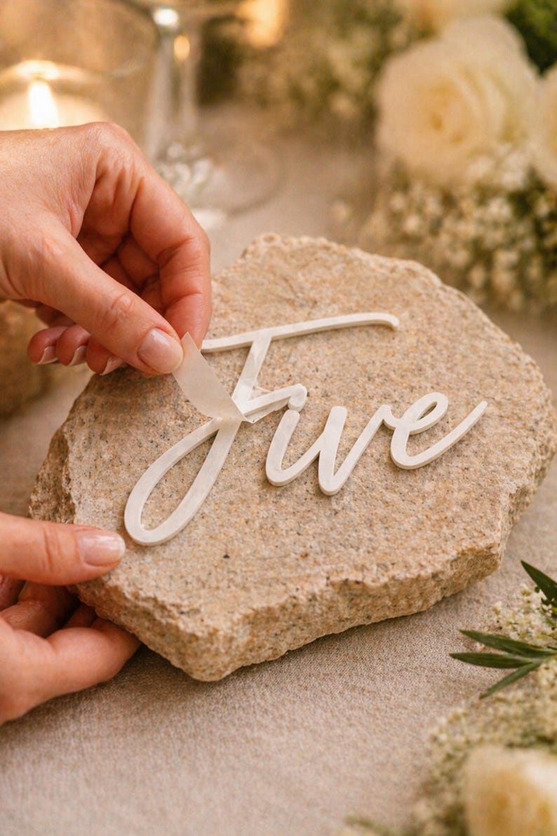 Wedding Table Numbers Set, Acrylic Cursive Numbers for DIY Stone Decor ...