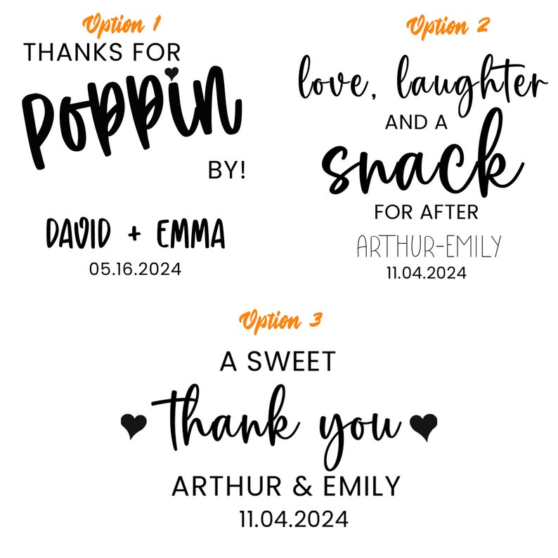 Wedding Treat Bags and Stickers, Thanks for Popping By, Ready to Pop ...