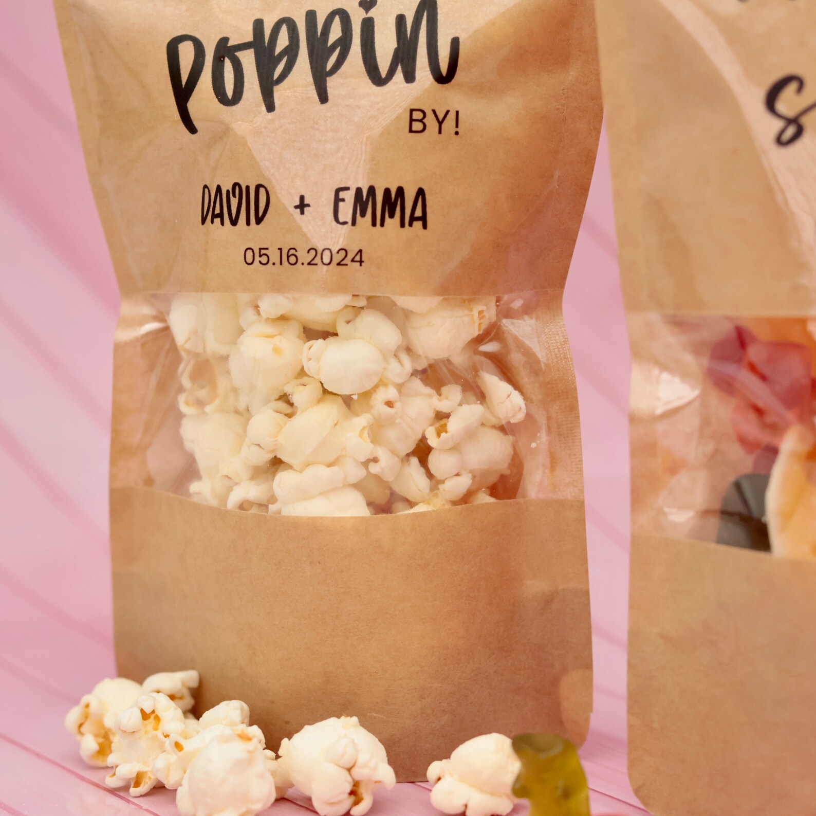 50 Pieces "thanks for Popping By" Favor Bags With Stickers, Custom ...