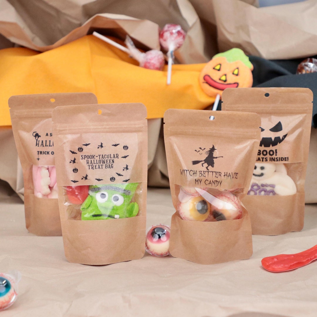 50 Pieces Halloween Treat Bags, Spooky Candy Bags, Personalized Treat ...