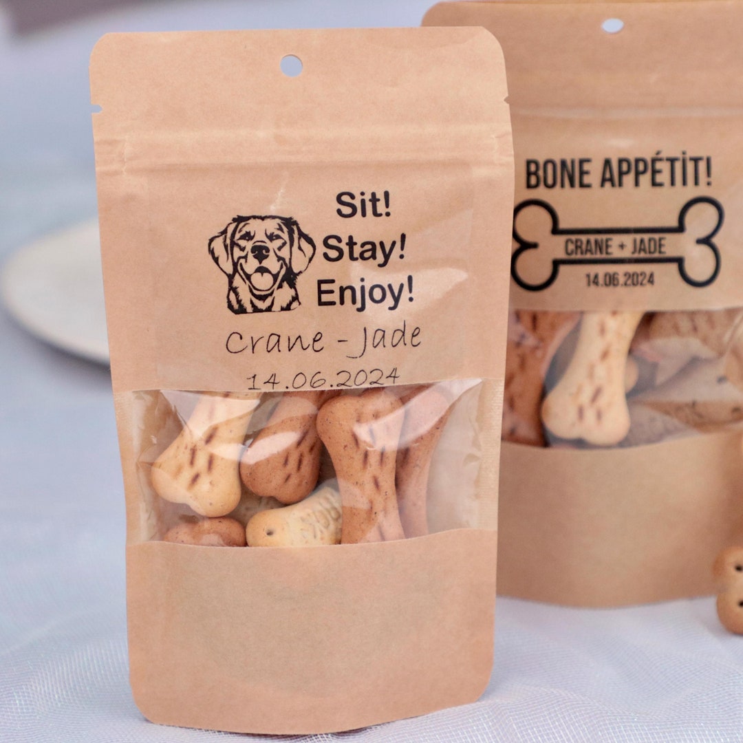 50 Pieces Custom Doggie Treat Bags, Dog Treat Favors, Pet Favor Pouches ...
