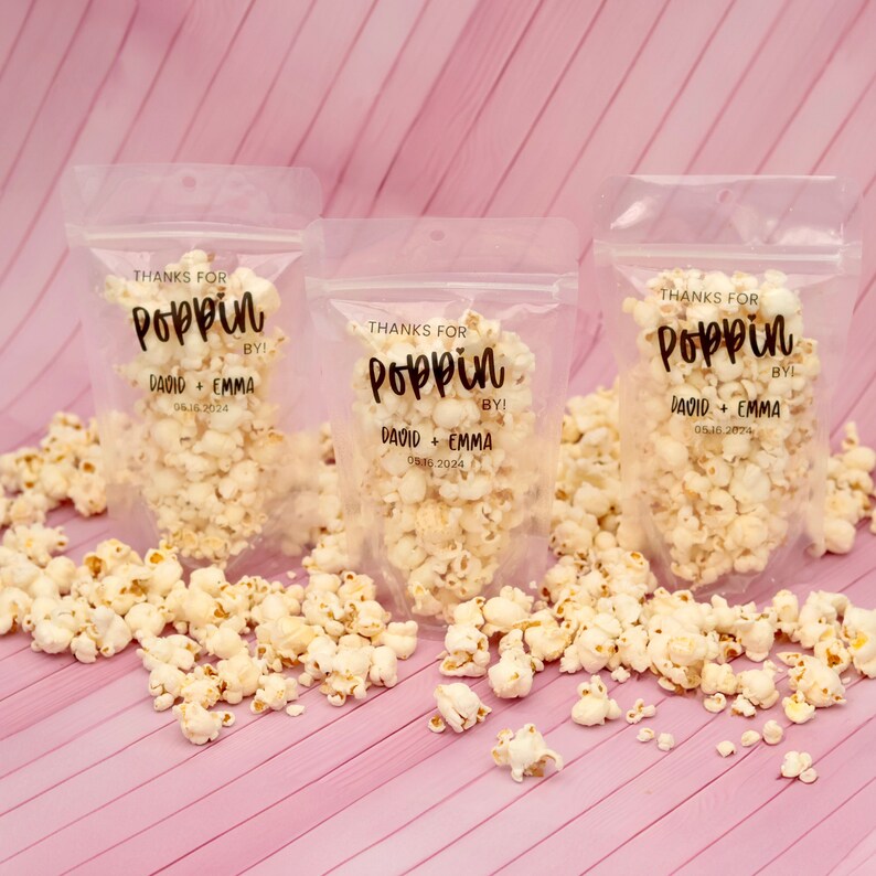 Wedding Treat Bags and Stickers, Thanks for Popping By, Ready to Pop ...