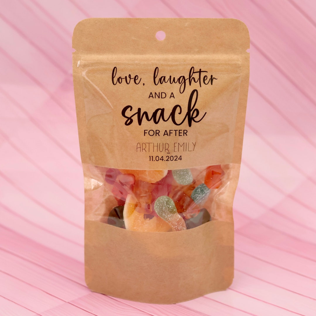 50 Custom Wedding Snack Bags, Love Laughter and a Snack Favor Bags ...