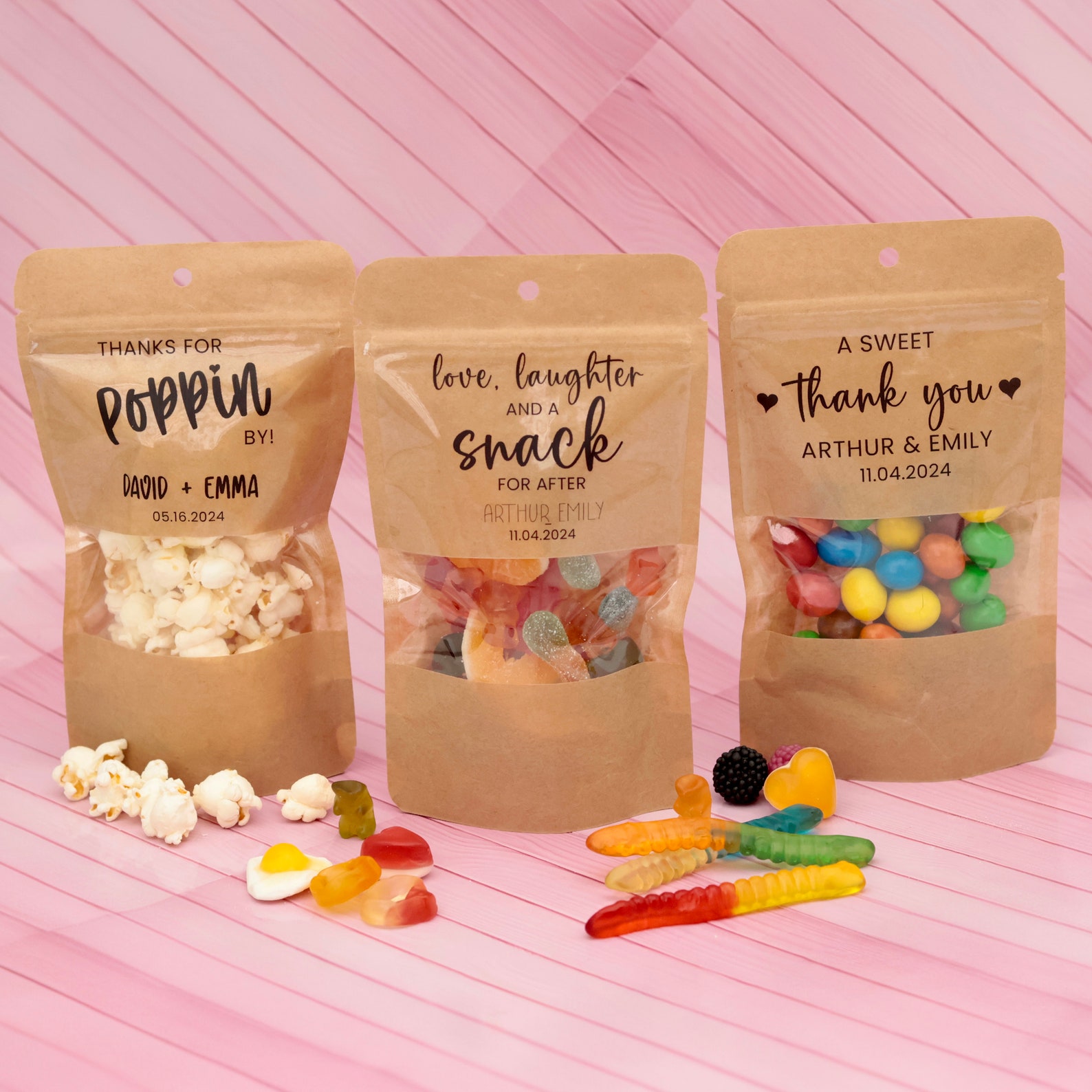 50 Pieces "thanks for Popping By" Favor Bags With Stickers, Custom ...