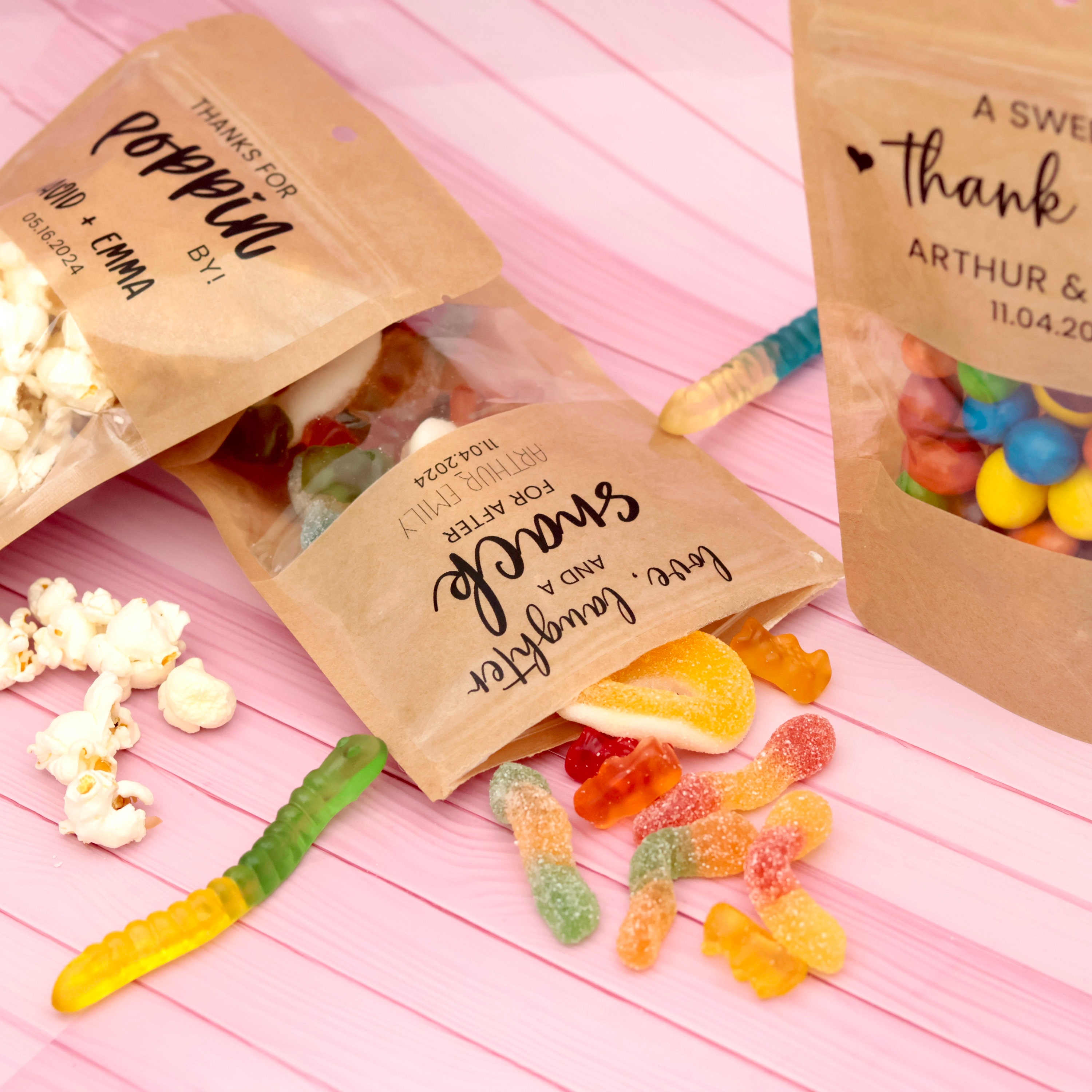 50 Pieces Thanks for Popping by Favor Bags and Stickers, Wedding ...