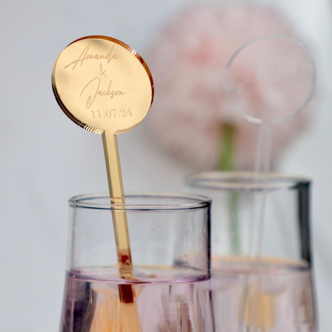 50 Personalized Wedding Stir Sticks, Drink Stirrers, Cocktail Bar ...