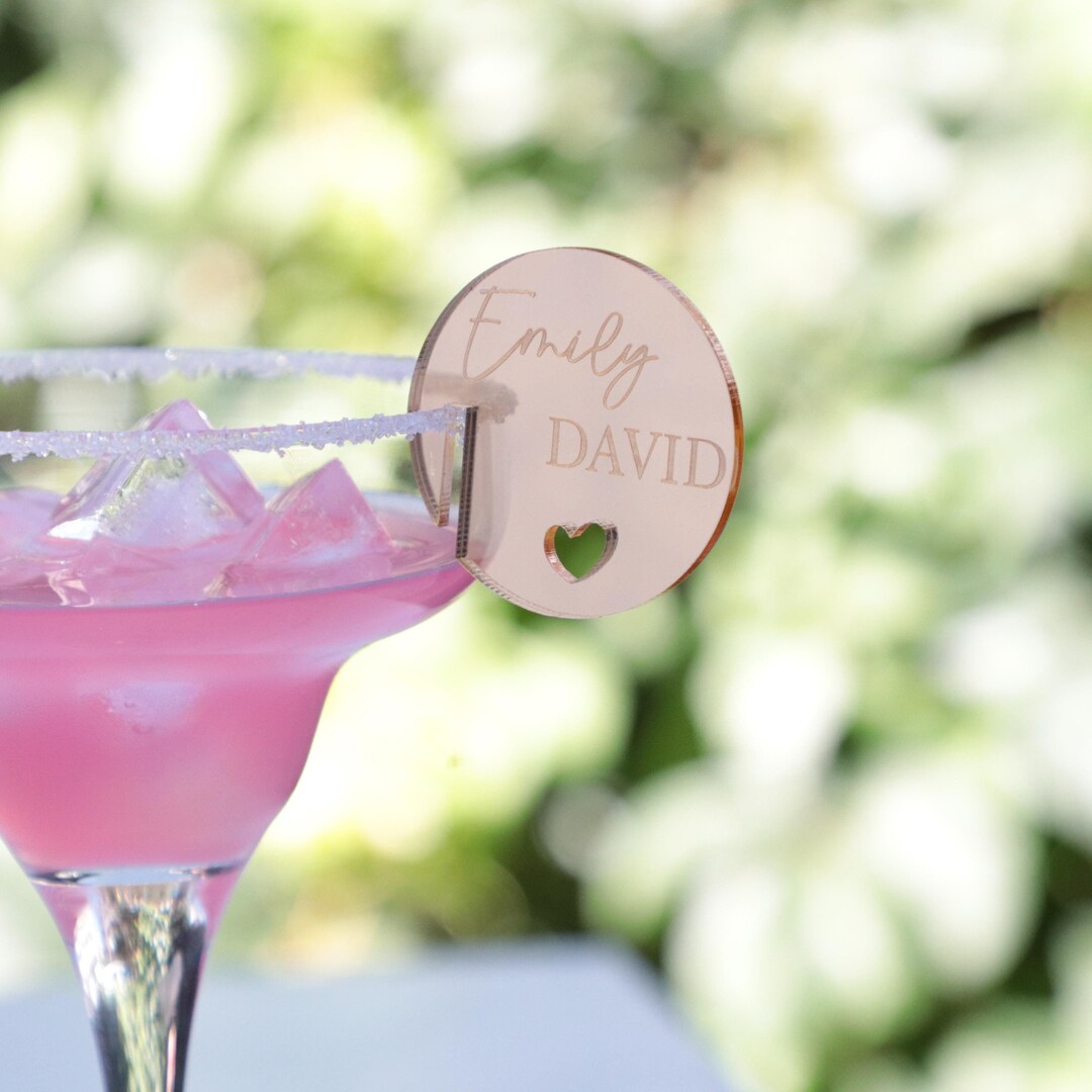 50 Pieces Cocktail Drink Tags, Wedding Favors Drink Stirrers, Custom ...