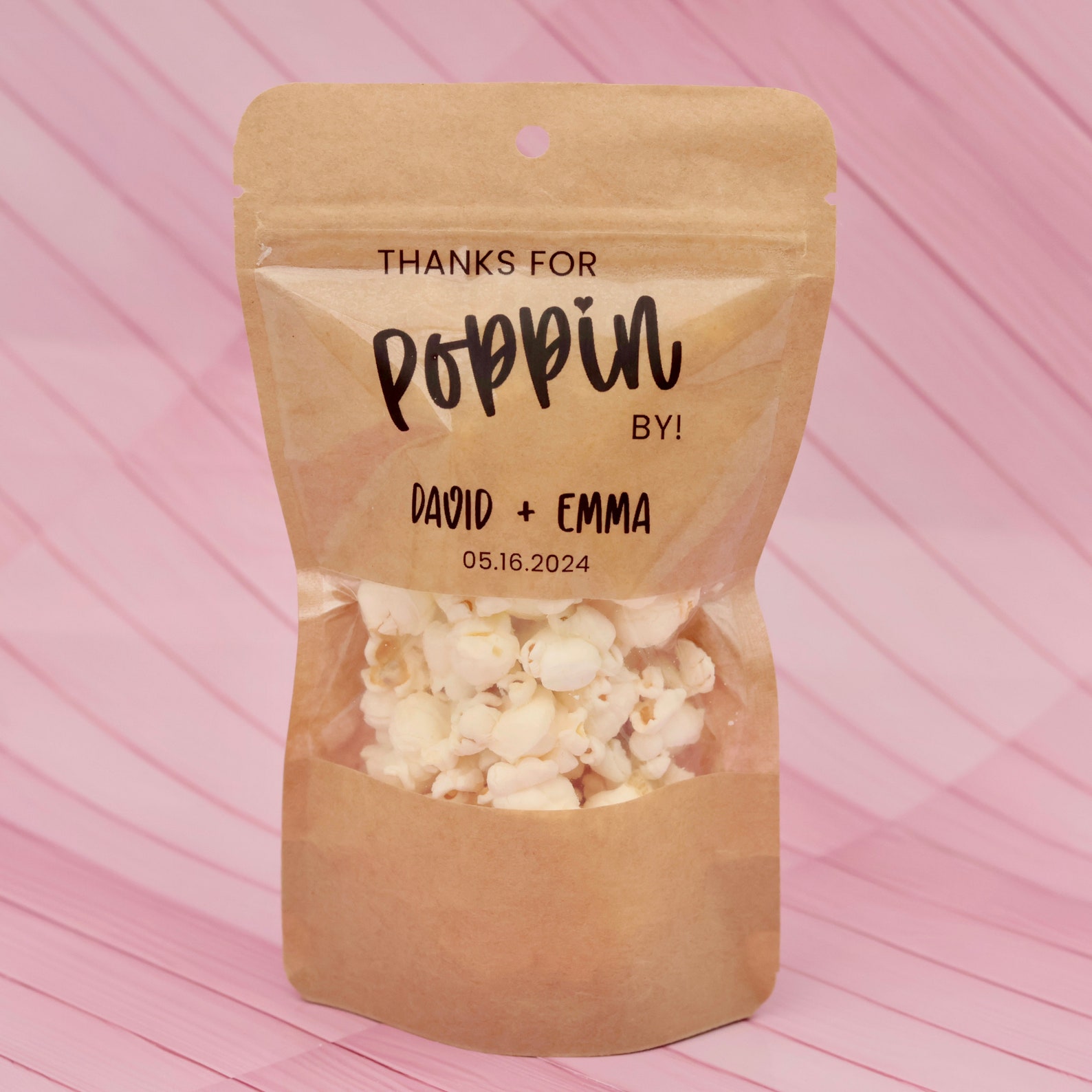 50 Pieces "thanks for Popping By" Favor Bags With Stickers, Custom ...