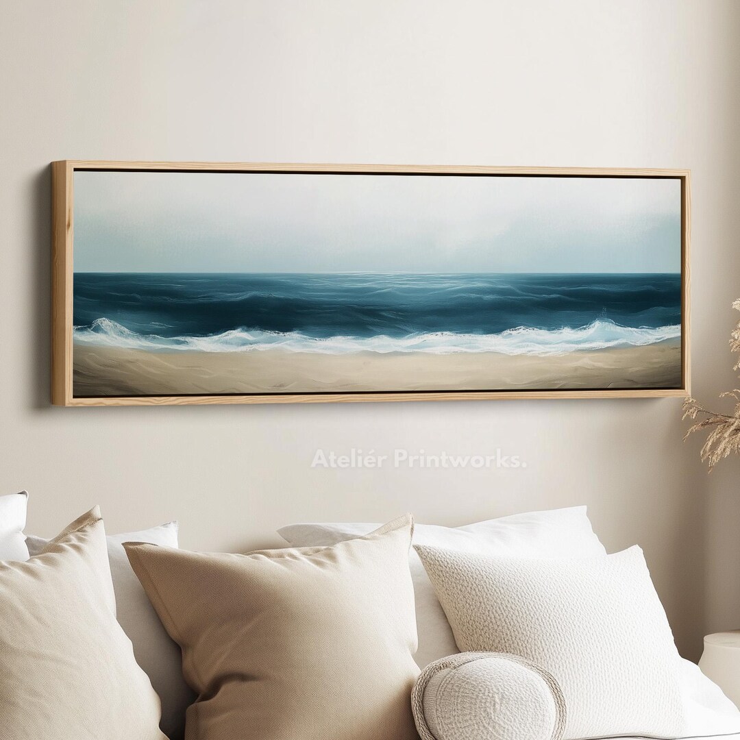 Abstract Beach CANVAS Artwork Long Narrow Wall Art, Horizontal Wall Art ...