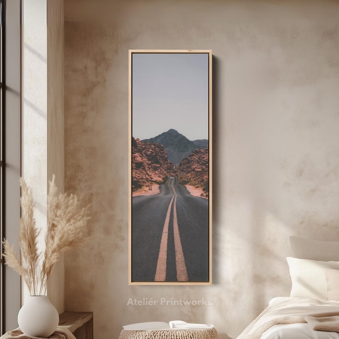 DESERT HIGHWAY Vertical Wall Art of Long Open Road Through Red Rock ...