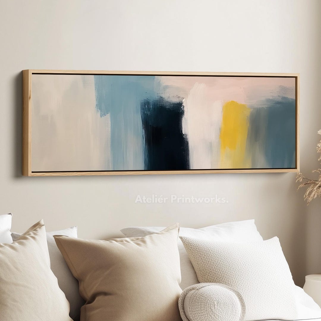 Abstract Skinny Long Narrow Wall Art, Horizontal Wall Art, Large Framed ...