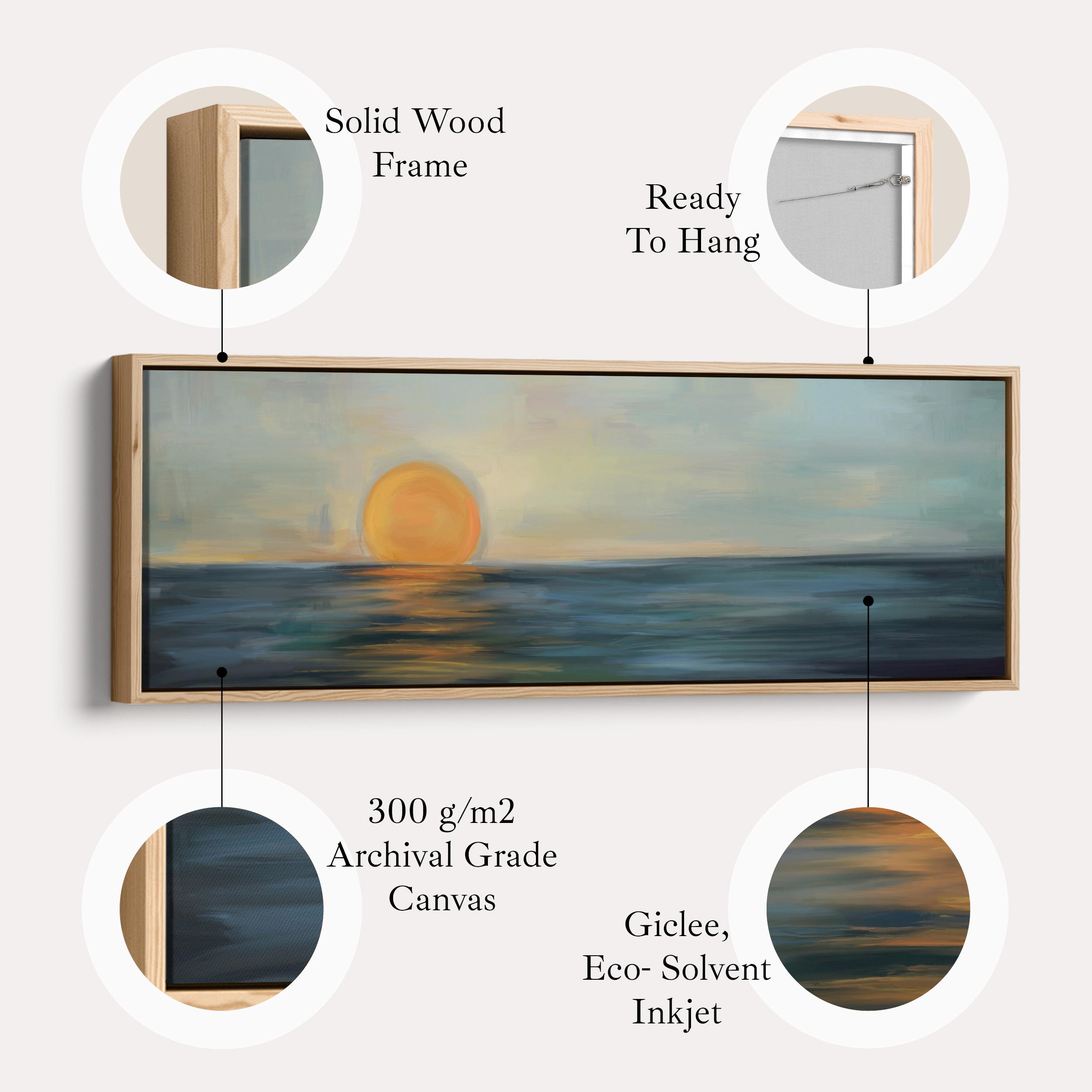 GLOWING COASTAL SUNSET Horizontal Wall Art Above Bed Wall Art Framed ...