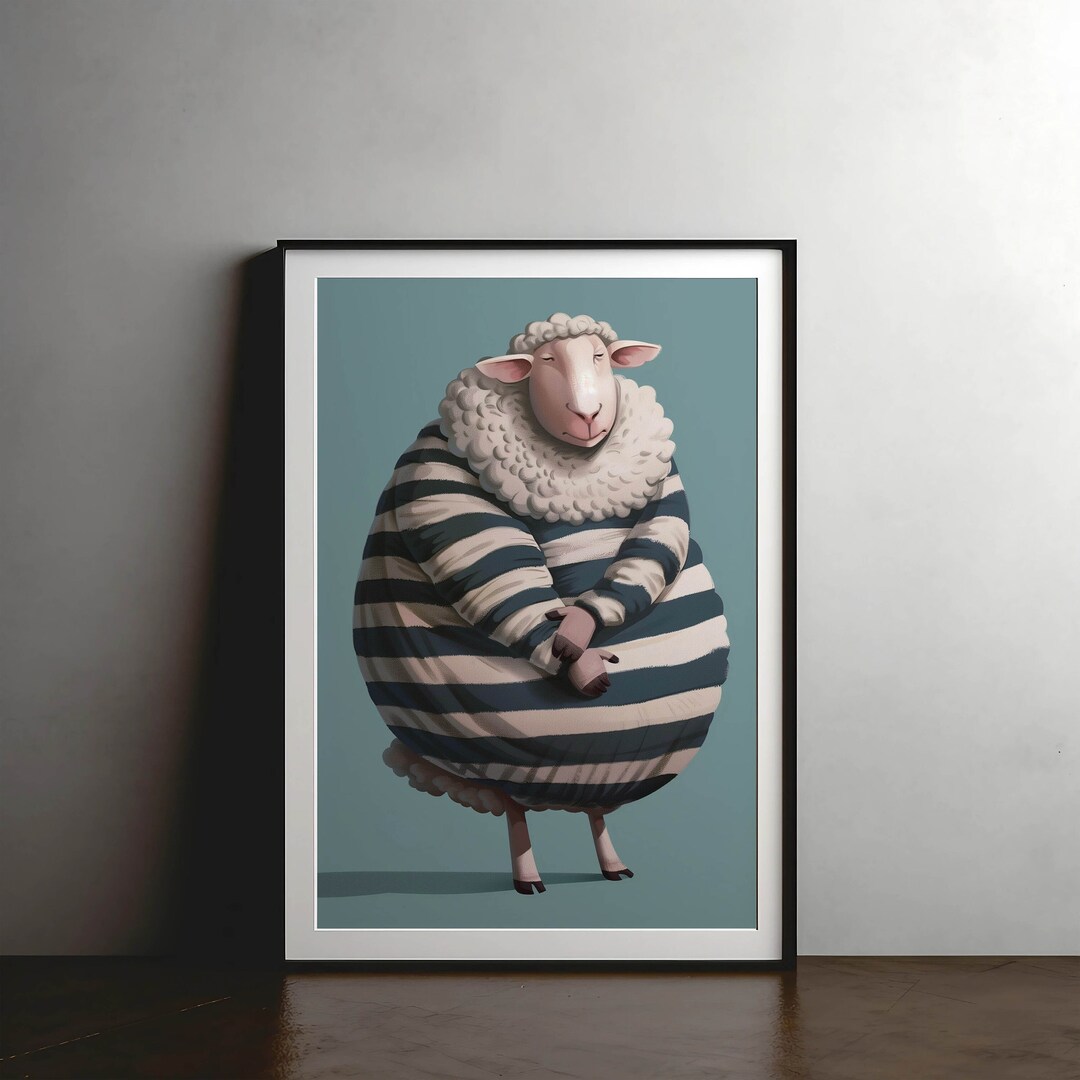 Fat Sheep in Jumper Poster, Cute Woolen Sheep Print, Fun Wall Art ...