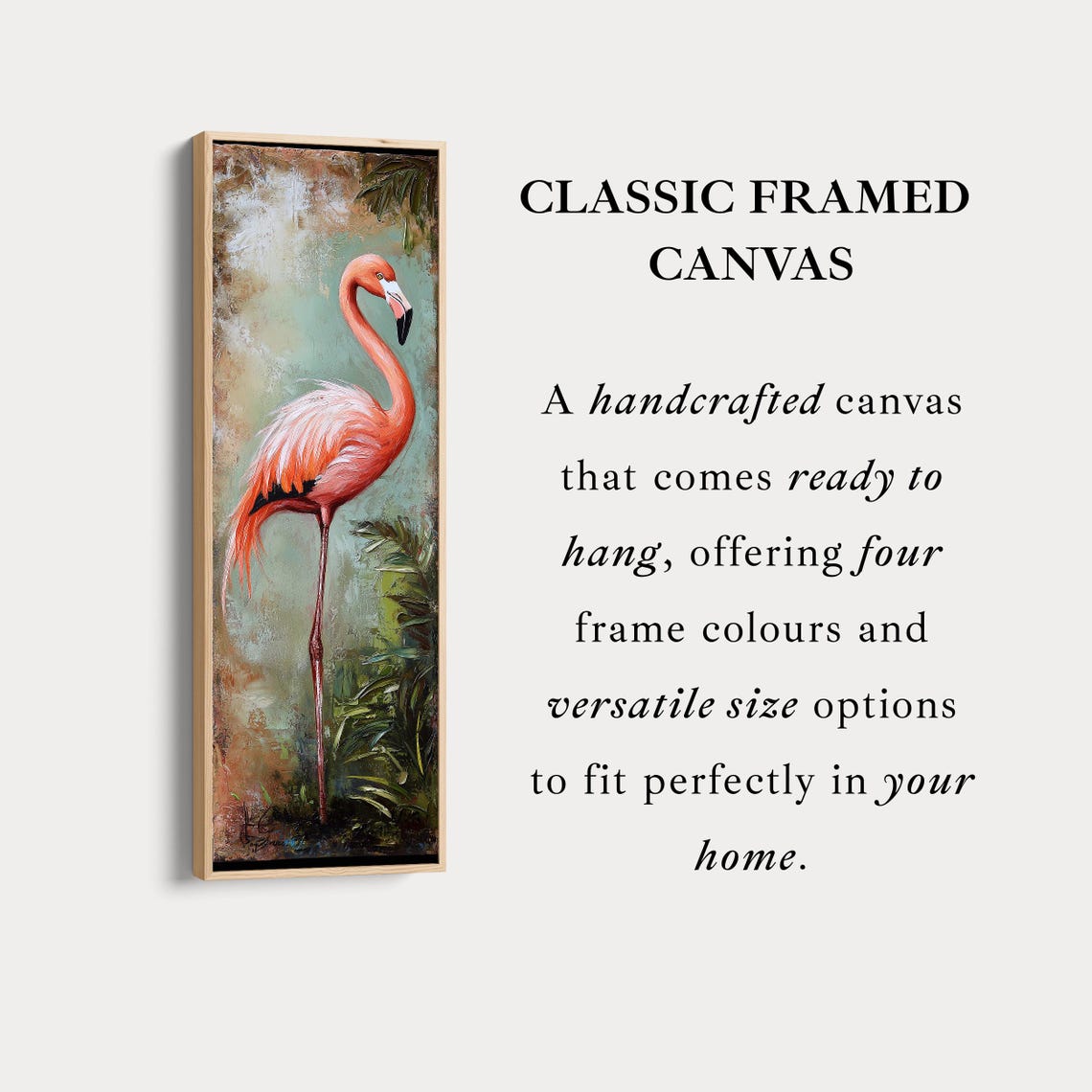 VERTICAL FLAMINGO PAINTING Wall Art Framed Canvas Print Tropical Bird ...