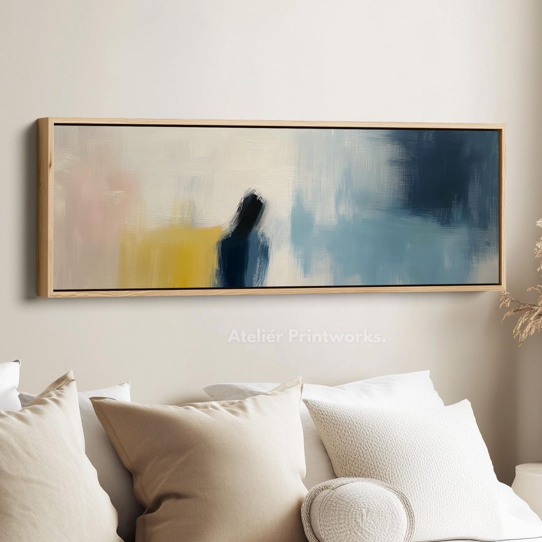 Abstract Wide Wall Art, Horizontal Wall Art, Large Framed Canvas ...