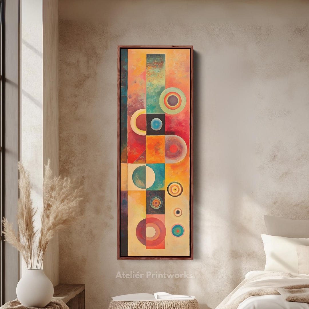 Long Narrow Colourful Abstract Wall Art, Tall Slim Wall Art, Vertical ...