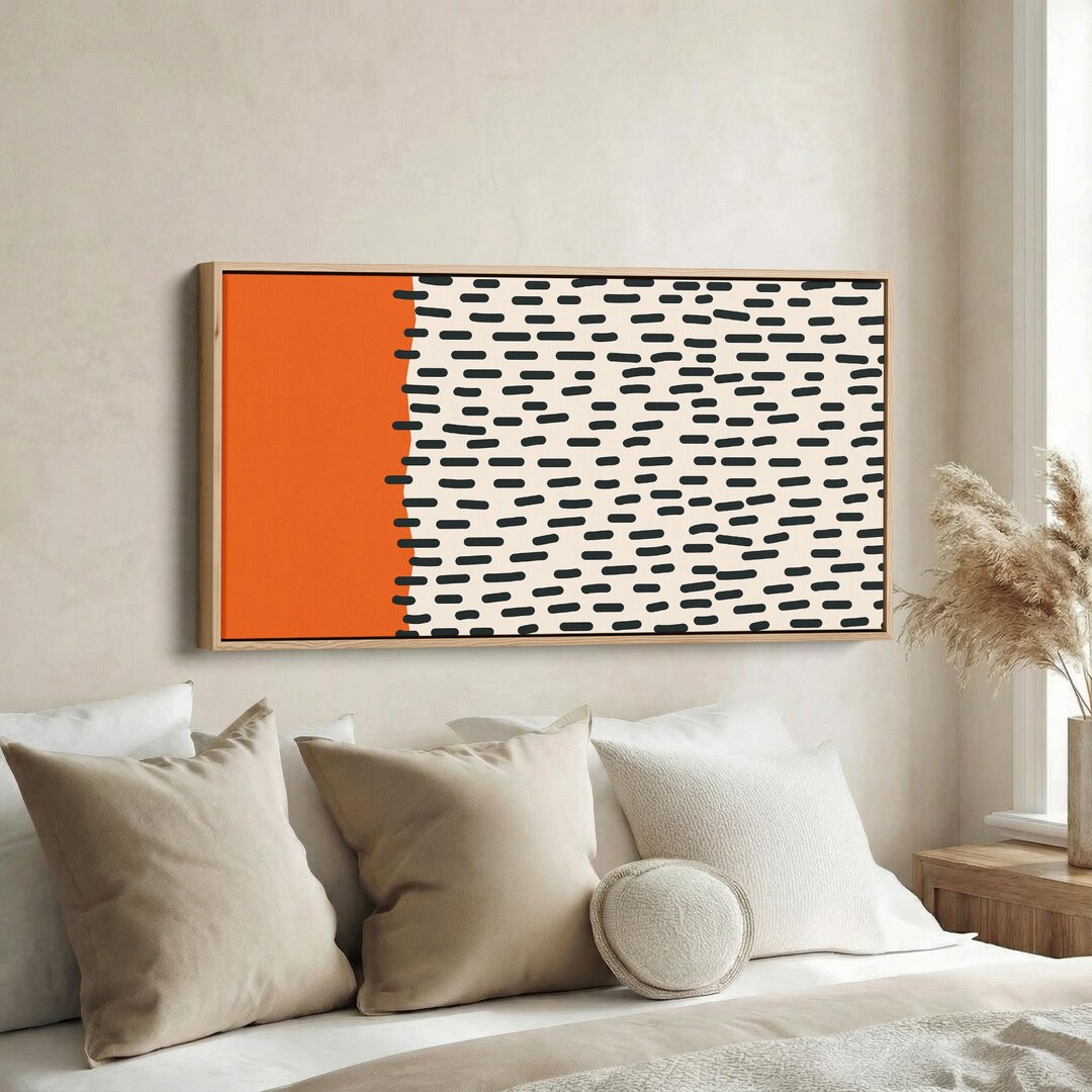 Modern Dash Pattern Horizontal Wall Art Long Panoramic Framed Canvas ...