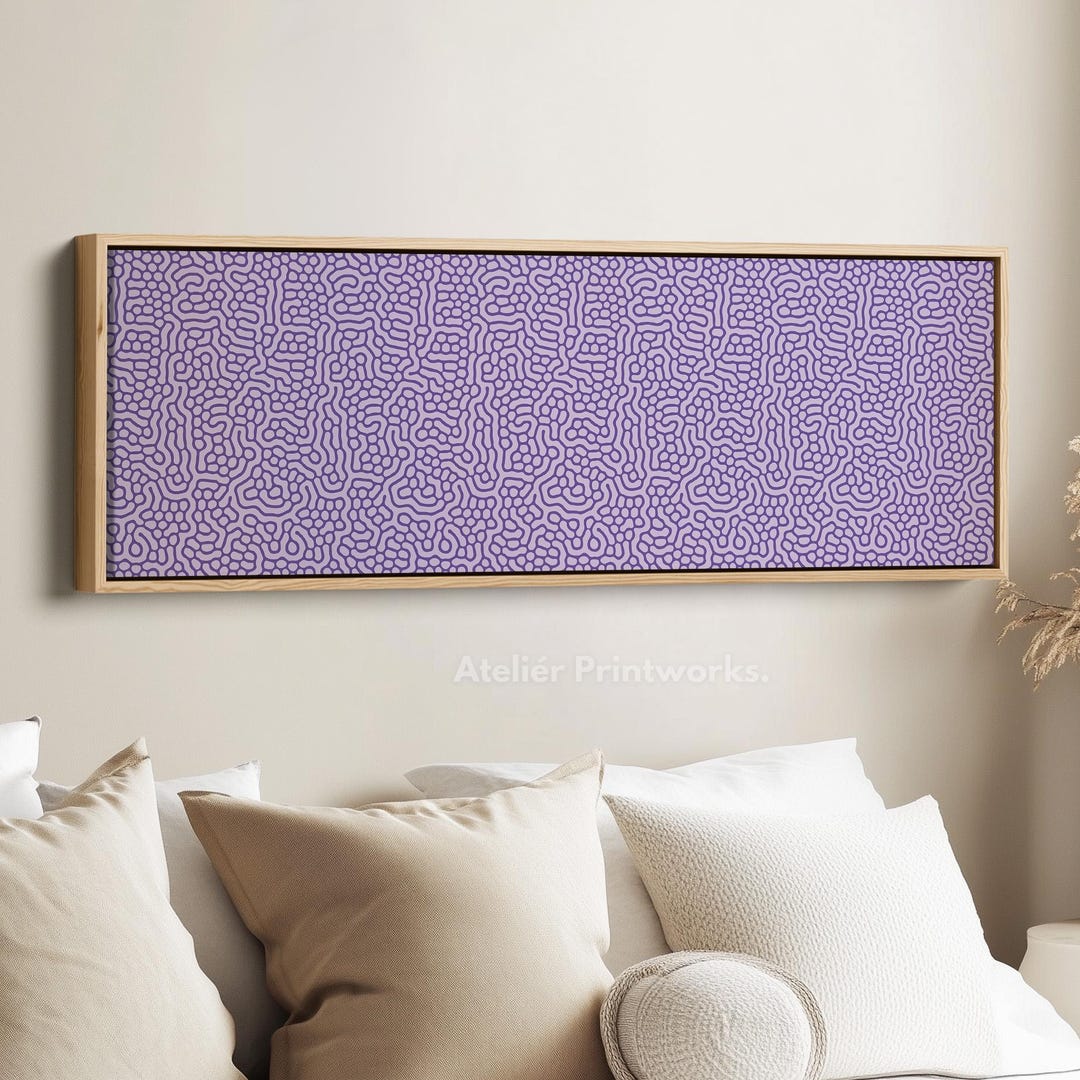 PURPLE WIGGLY Pattern Canvas Artwork Long Narrow Wall Art, Horizontal ...