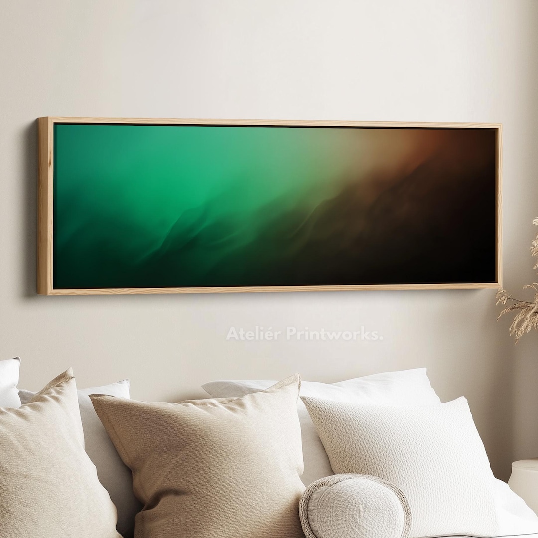 TEAL MIST Wall Art Long Horizontal Gradient Canvas Print in Teal and ...