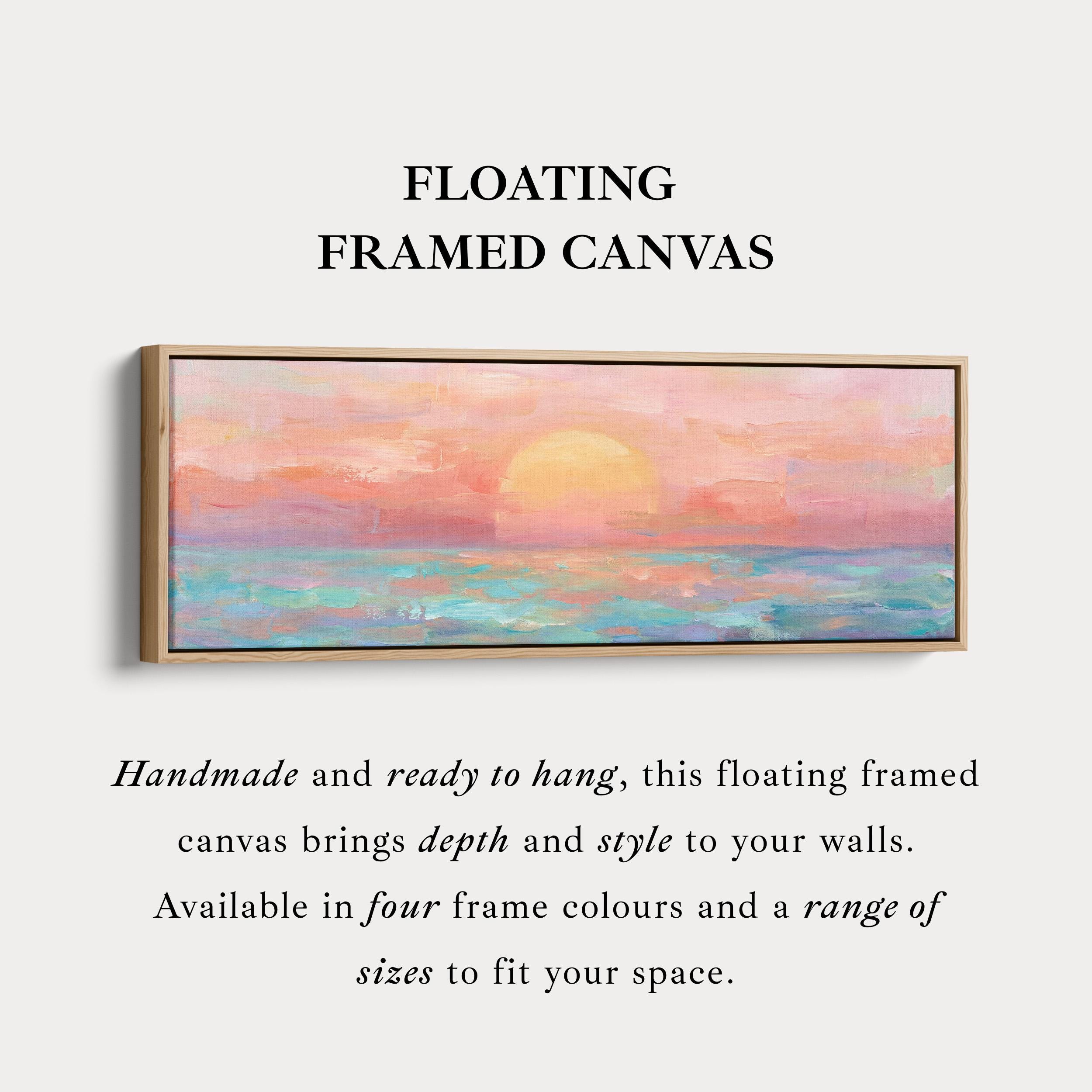 ABSTRACT SUNSET SEASCAPE Horizontal Wall Art With Pastel Brush Strokes ...