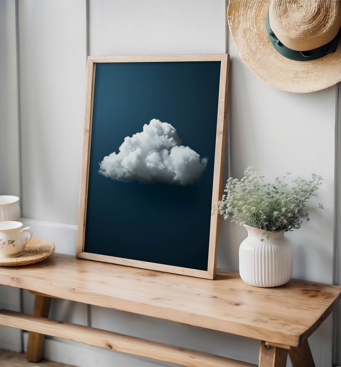 Dark Blue Cloud Wall Art, Minimalist Wall Art Blue Wall Art, Sky Wall Print, Abstract Print ...