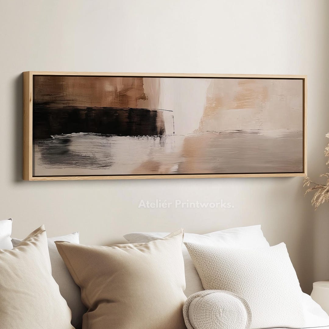 ABSTRACT NEUTRAL Horizontal Wall Art Long Narrow, Wide Slim Wall Art ...