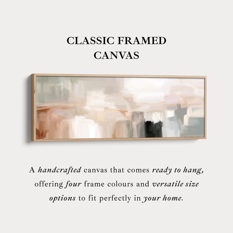 ABSTRACT WIDE LONG Horizontal Wall Art, Large Framed Canvas, Panoramic ...