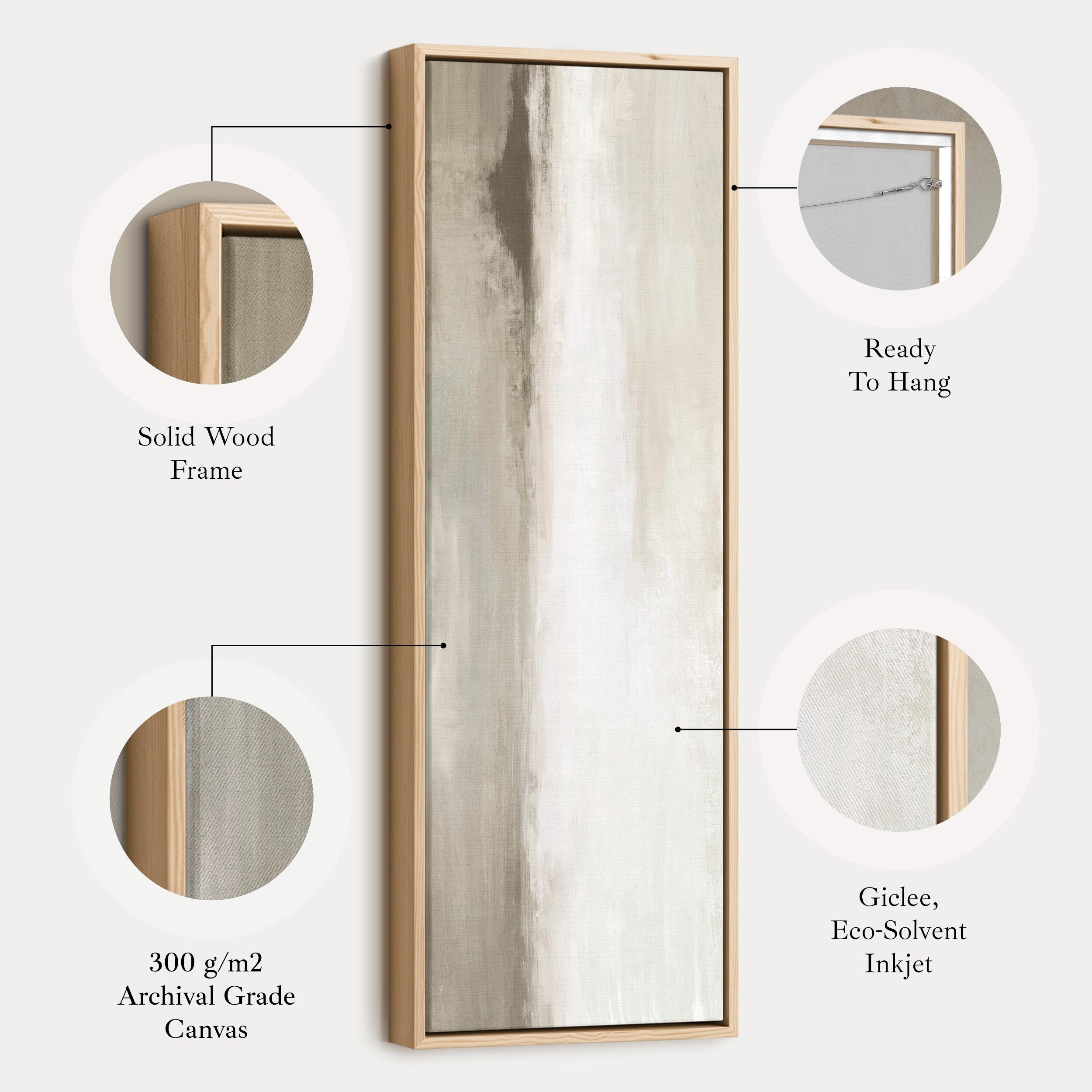VERTICAL NARROW LONG Abstract Beige and Brown Tall Wall Art for Bedroom ...