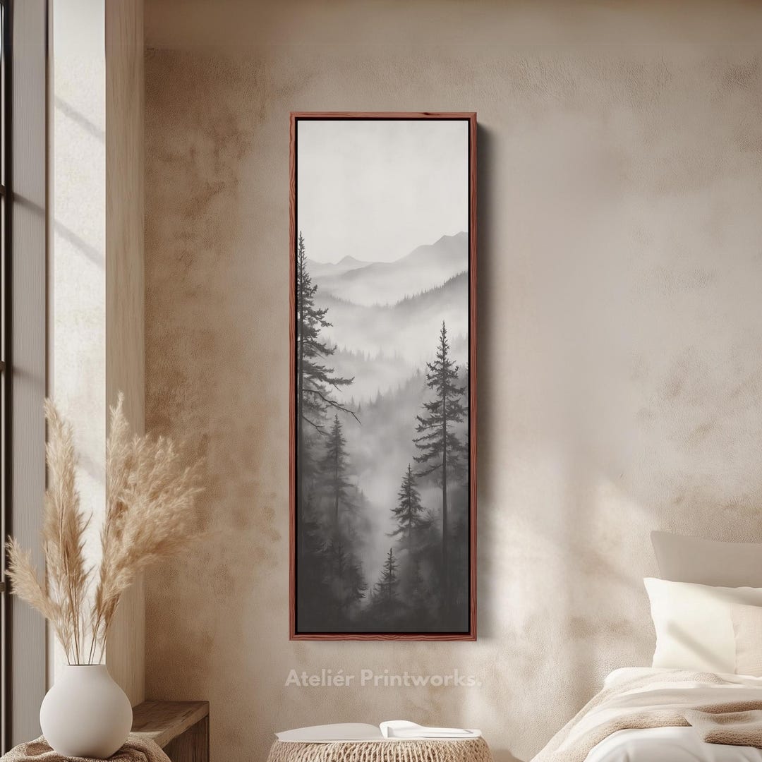NEUTRAL FOREST PICTURE Tall Narrow Artwork, Tall Skinny Canvas Artwork ...