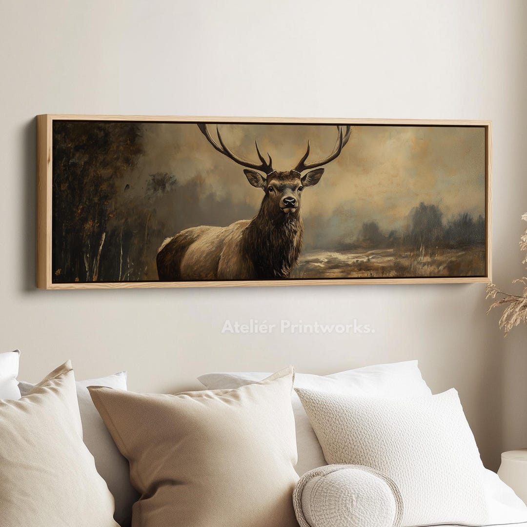 Stag Landscape Canvas Narrow Wall Art, Wide Wall Art, Skinny Wall Art ...