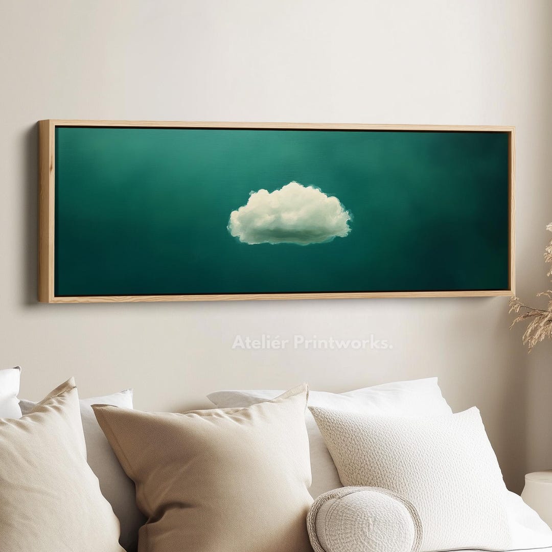 Long Horizontal Cloud Wide Wall Art, Skinny Artwork, Panoramic Wall Art, Panoramic Canvas, Wall ...