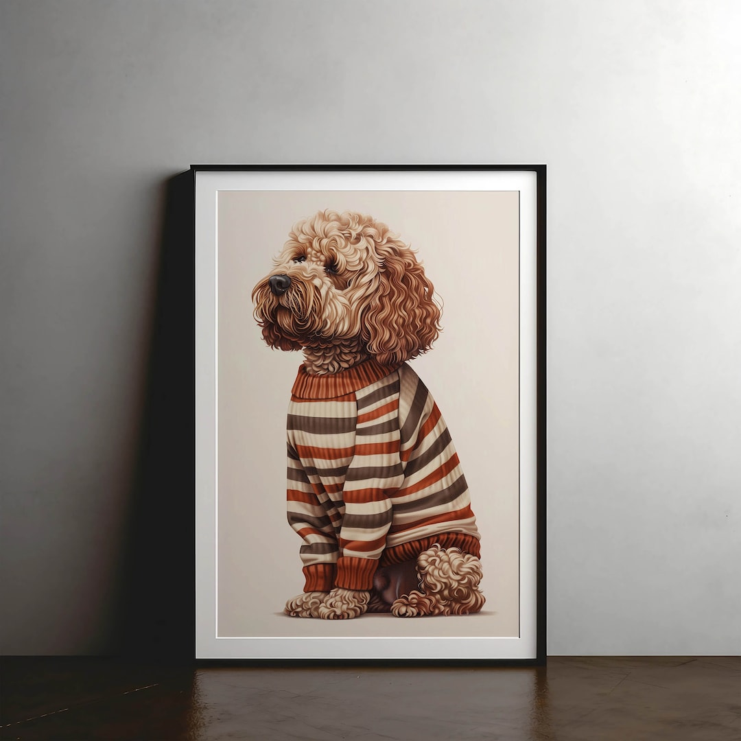 Cockapoo Art Print Adorable Dog in Woolly Jumper, Modern Home Decor ...