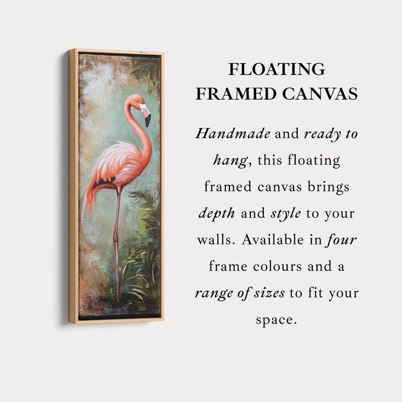 VERTICAL FLAMINGO PAINTING Wall Art Framed Canvas Print Tropical Bird ...